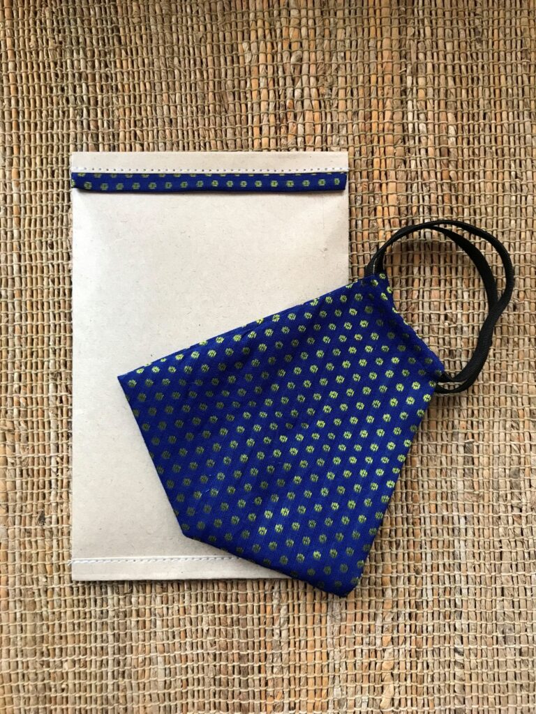 Stay Safe Blue Brocade Mask | Calyz Textiles